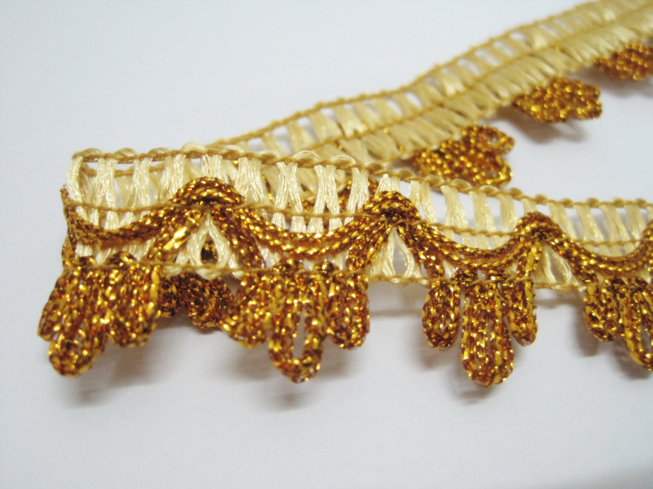 5 Yards 1 Lace Trim Gold Lace trim Wide lace Gimp | Etsy