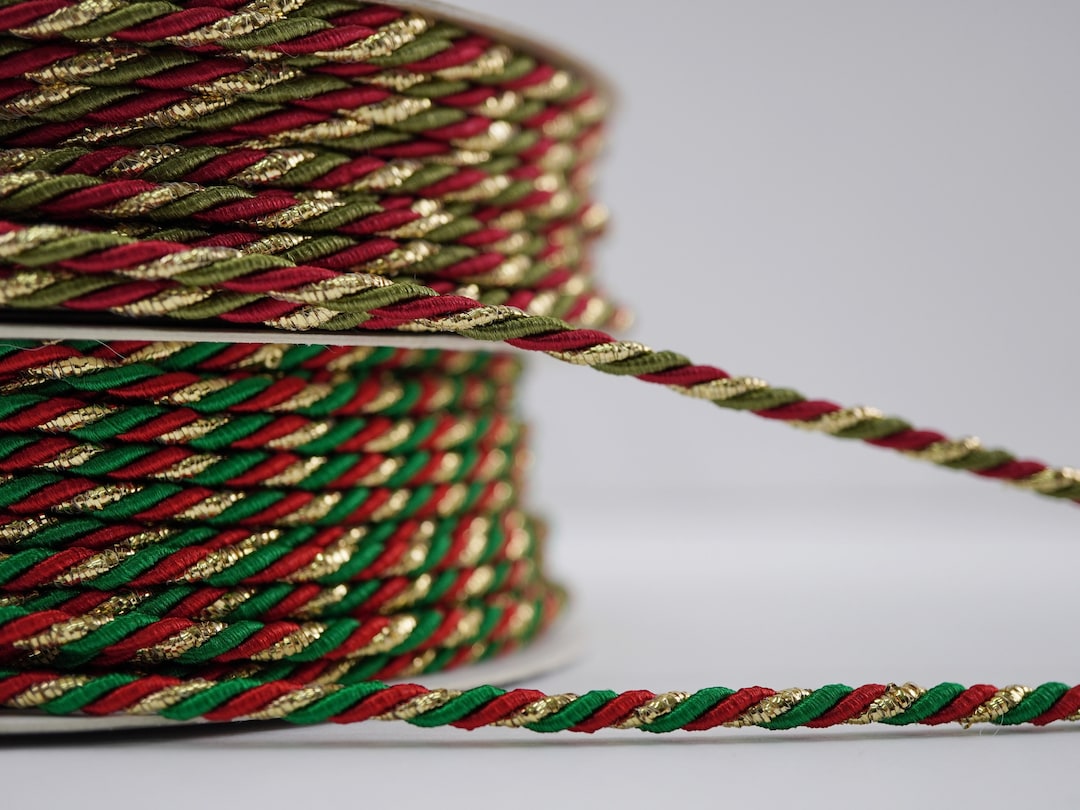5 Yd 3 Mm. Christmas Cord With Gold Metallic, Christmas Trim, Christmas ...