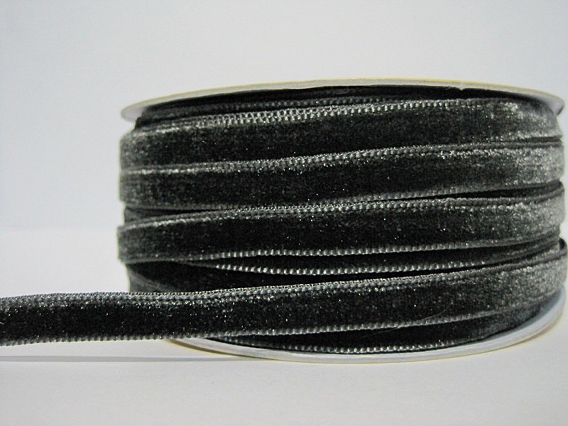 5 yards 3/8 Dark Gray Velvet Ribbon Gray Ribbon Ribbon | Etsy