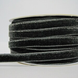 5 Yards 3/8" Dark Gray Velvet Ribbon, Gray Ribbon, Ribbon Lot ...