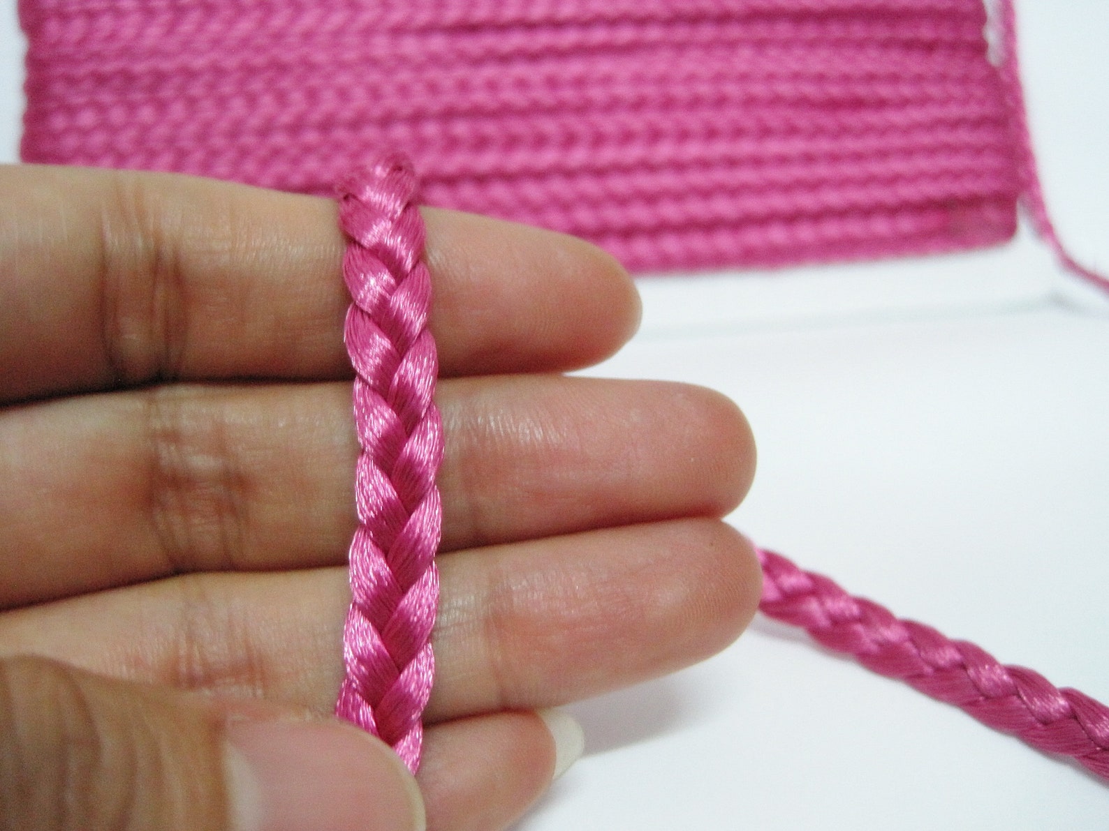 5 Yards 1/4 Braided Cord Hot Pink Cord Flat Braided | Etsy