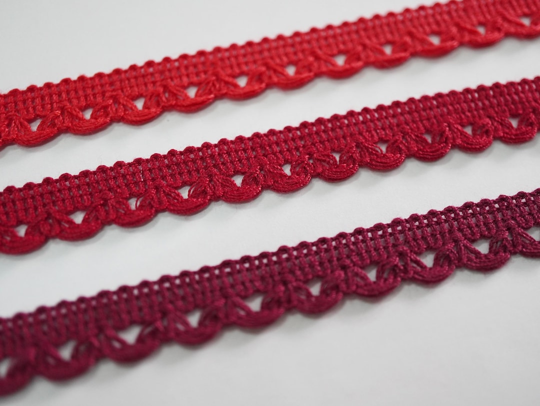 5 Yards 7/16" Red Lace Trim, Red Lace, Lace Trim, Lace Trim Ribbon ...