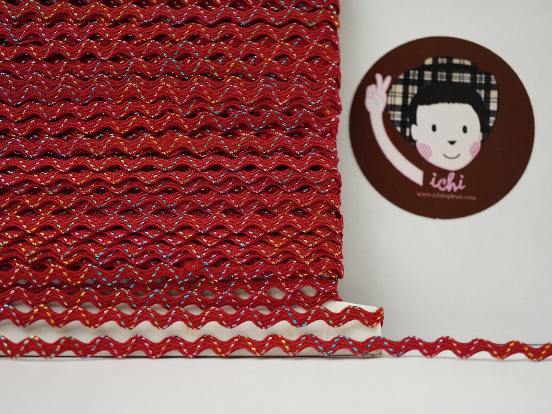 5 Yards Ruby Tiny Rick Rack With Rainbow Metallic, Tiny Rick Rack, Mini ...