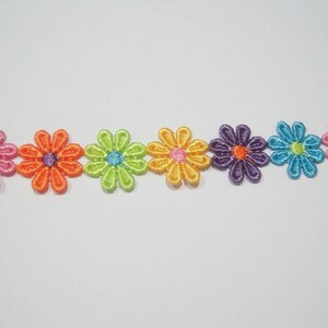 5 Yards Rainbow Flower Trim 2.5 Cm-wide, Colorful Trim, Flower Trim ...