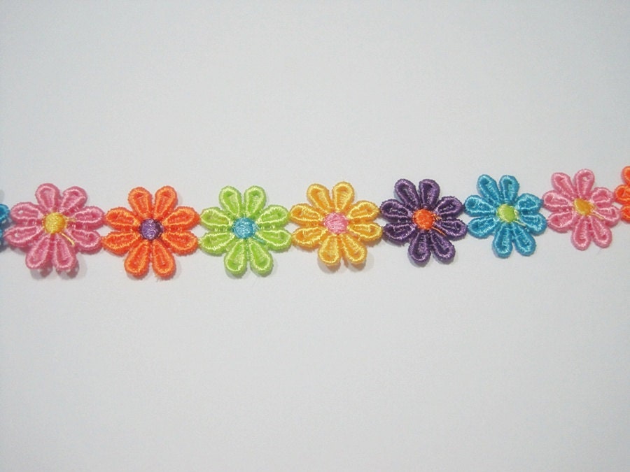 5 Yards Rainbow Flower Trim 2.5 Cm-wide Colorful Trim Flower | Etsy
