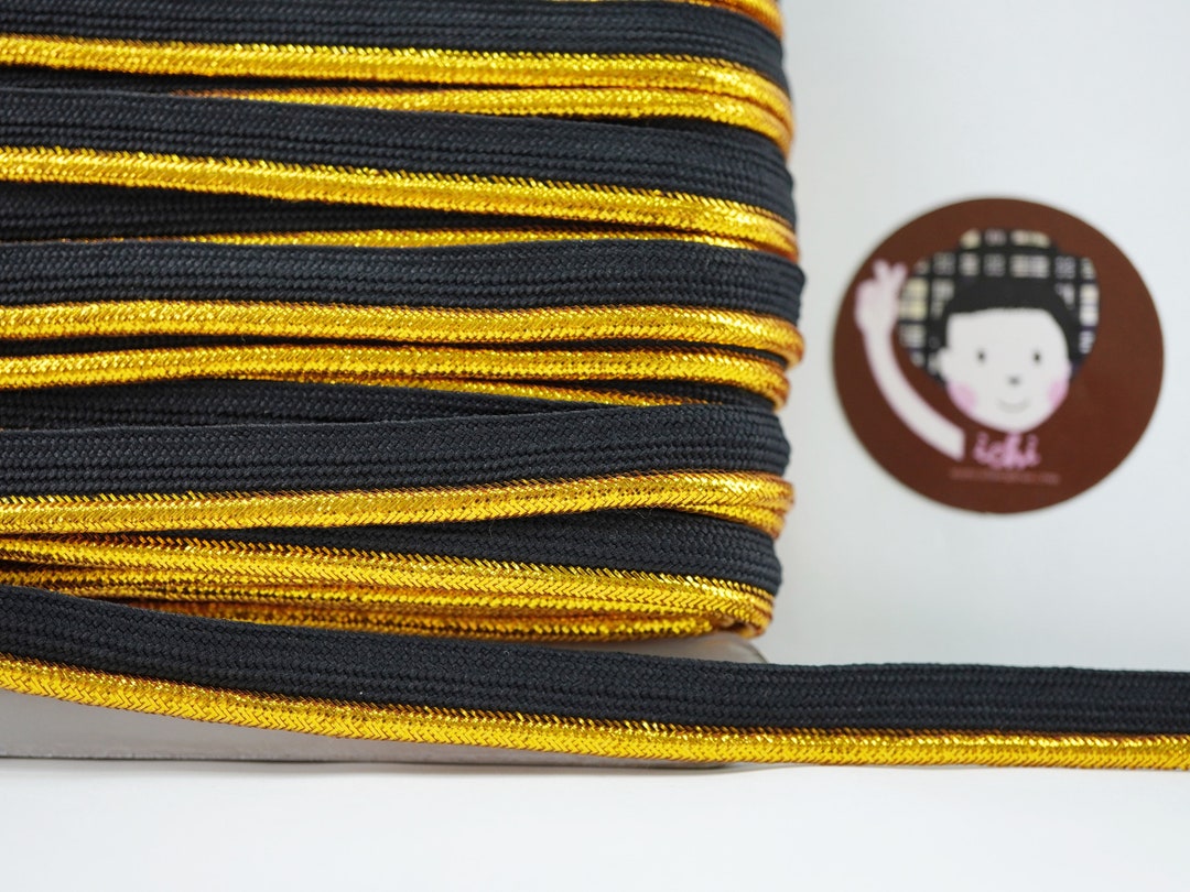 5 Yards 3/8" Black Gold Metallic Lip Cord Piping, Edge Piping ...