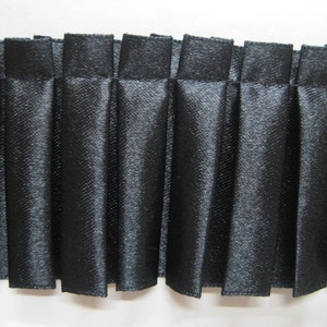 1 Yd 2" Black Satin Box Pleated Trim, Box Pleated Trim, Box Pleated ...