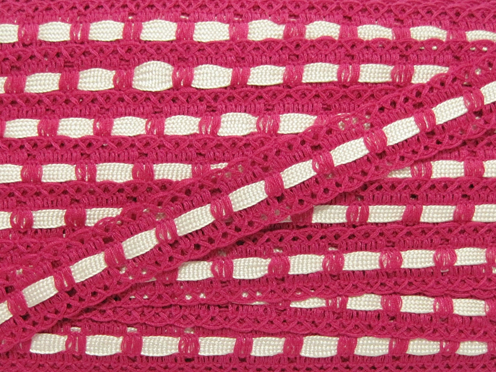 5 Yards Hot Pink Lace Trim With Vanilla Ribbon Insert Lace - Etsy