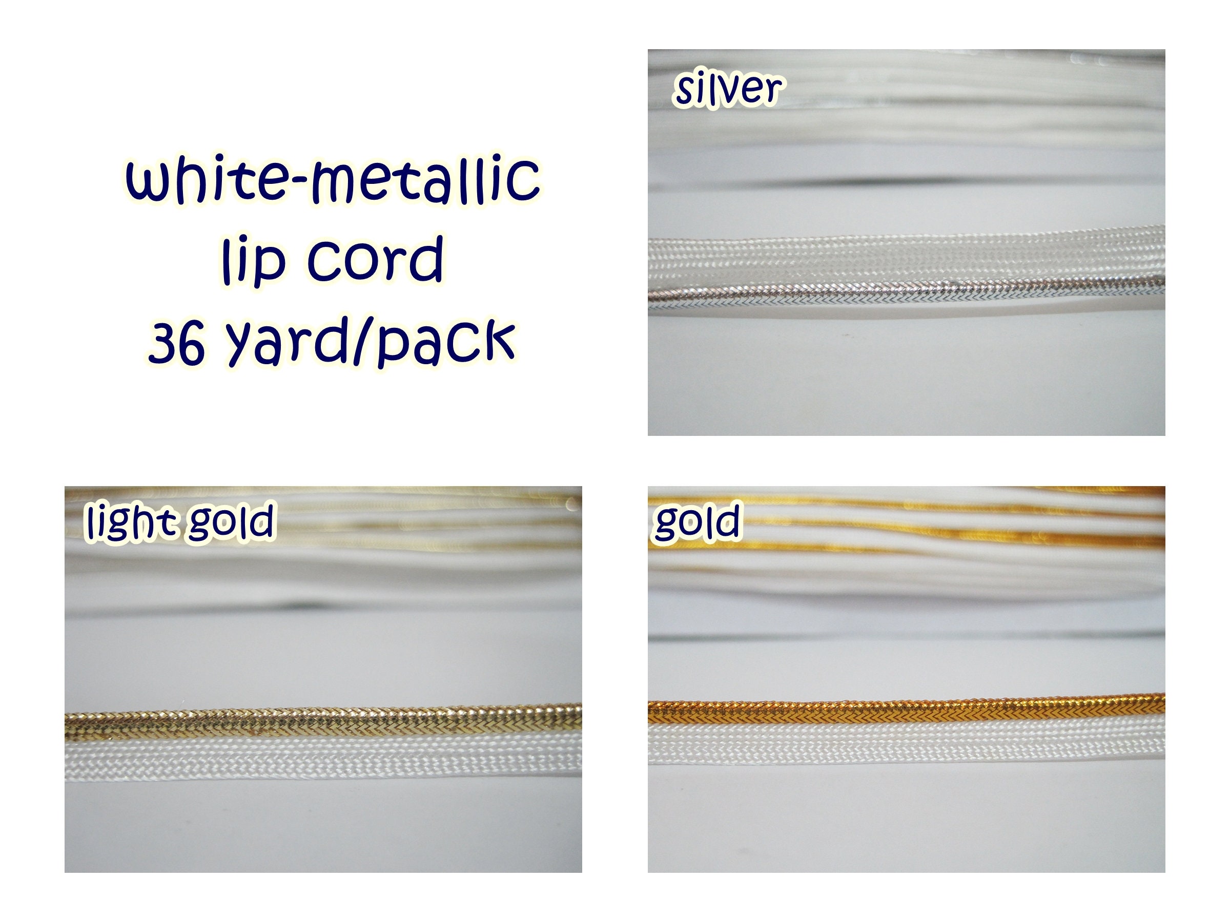 5 Yards White-Gold Metallic Lip Cord Piping edge piping | Etsy