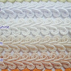 5 Yards 1/2" Cream Gimp Braided Trim, Gimp Braid, Braided Cord, Braided ...