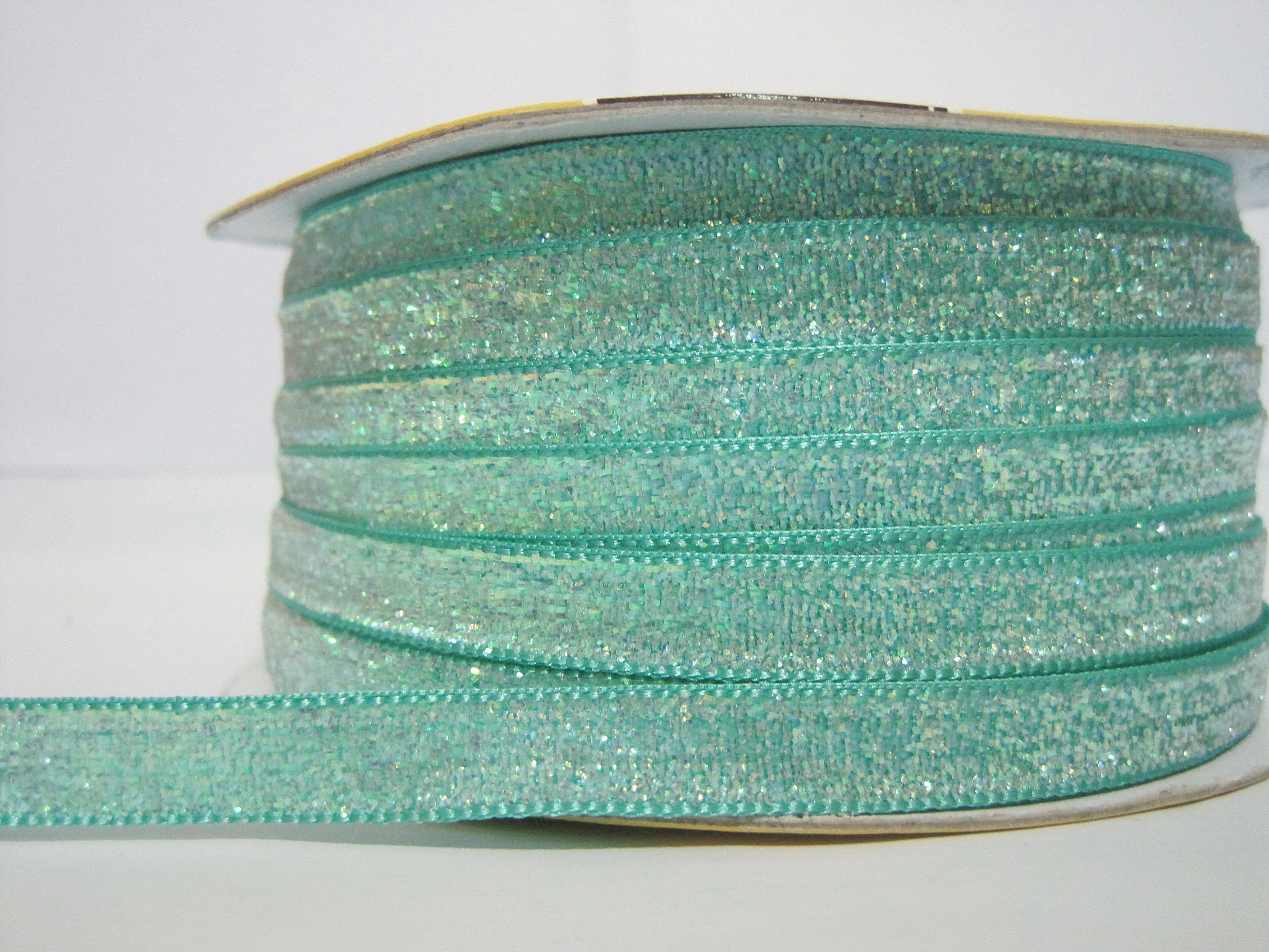 5 Yards 3/8 Aqua Green Glitter Ribbon Glitter yarn | Etsy