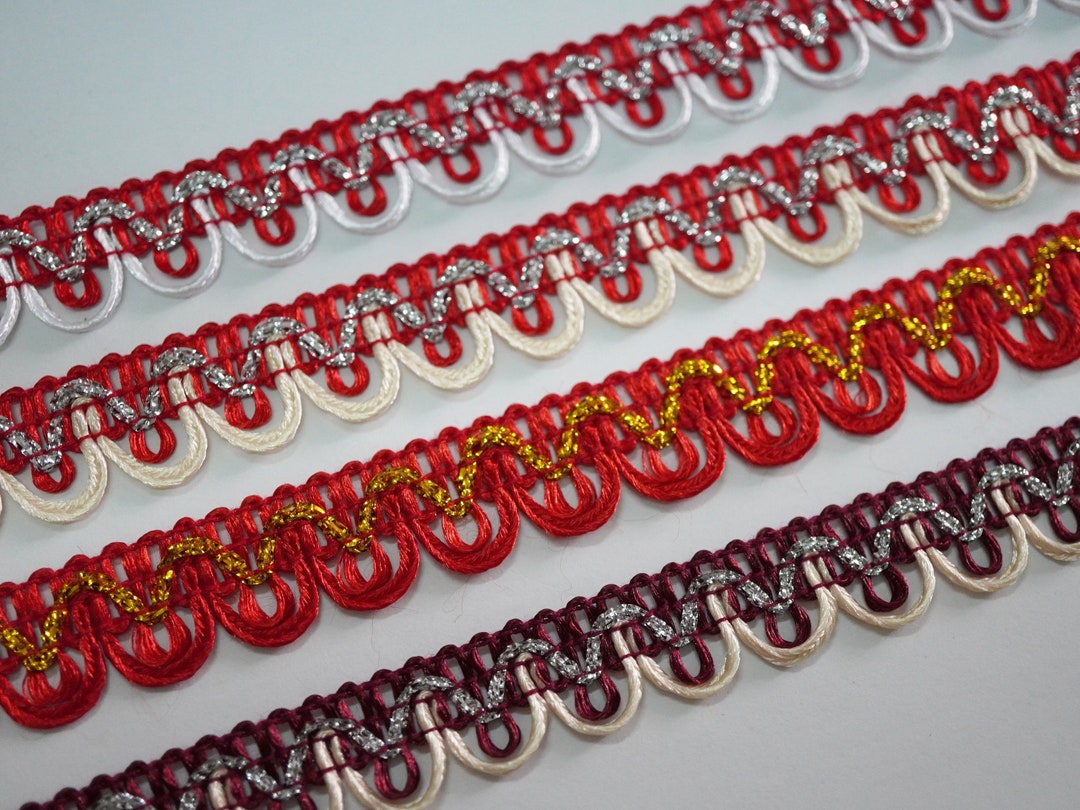 5 Yards 5/8" Red Loop Trim With Silver/gold Metallic - Etsy