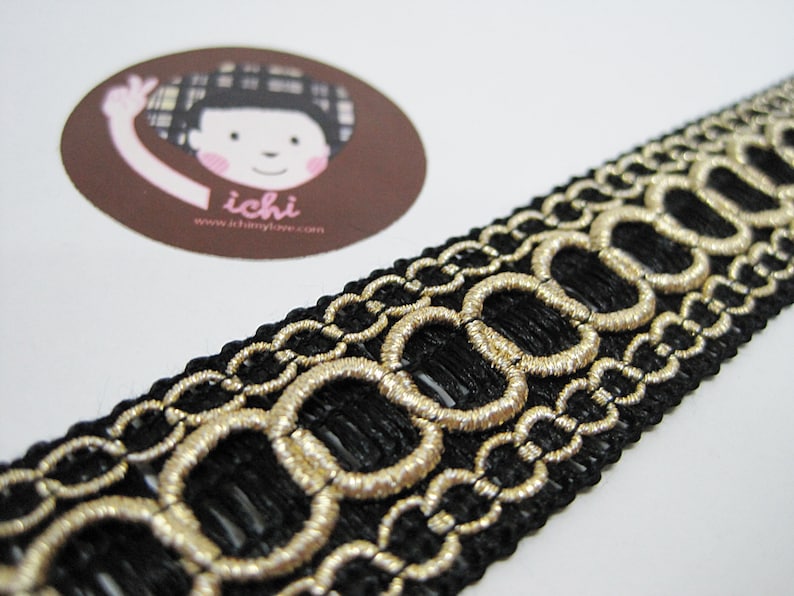 5 Yards 1 Black Gold Metallic Braided Trim Wide Lace - Etsy