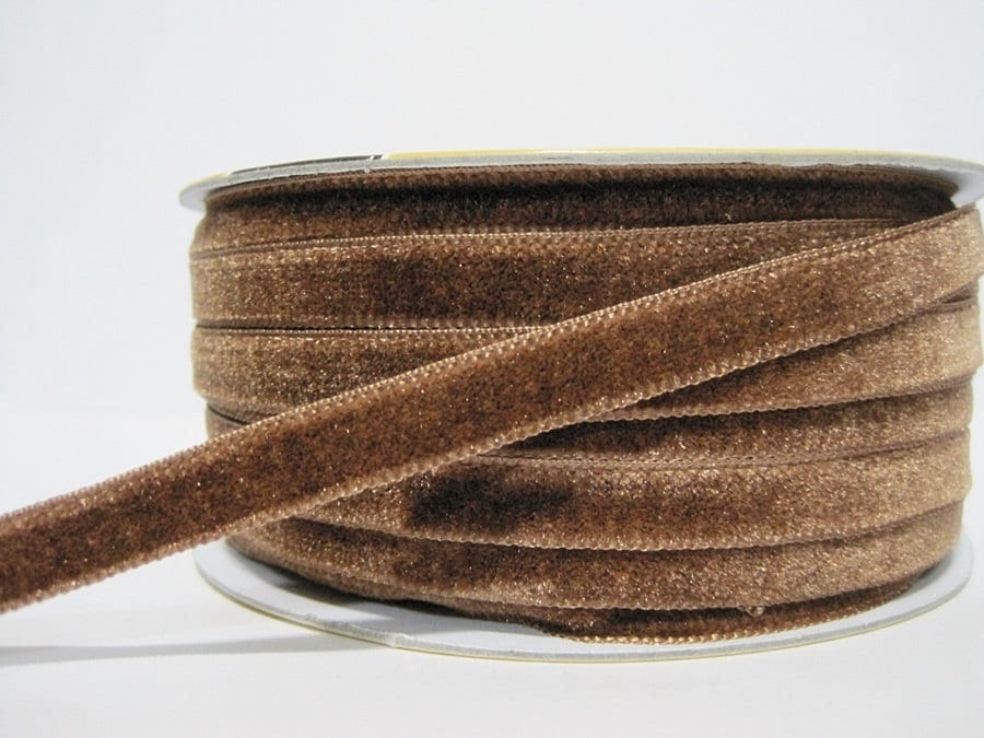 5 Yards 3/8" Light Brown Velvet Ribbon, Brown Ribbon, Ribbon Lot ...