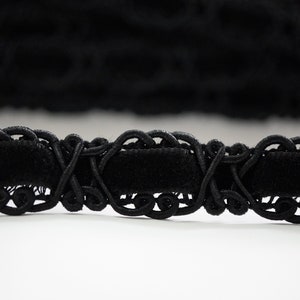 5 Yards 5/8" Black Braid With Velvet Ribbon Inserted, Black Braid Trim ...