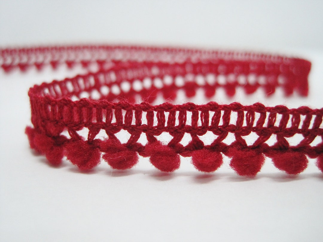 5 Yards Ruby Tiny Pom Pom Trim, Mini Pom Pom Trim, Tiny Pom Pom Trim ...