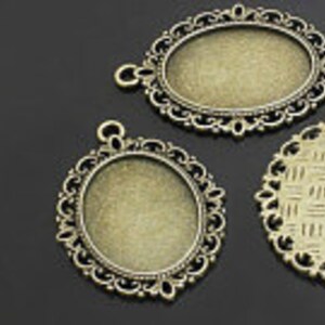 6 Vintage Oval Pendant Settings 18mmx 25mm Inside Antique - Etsy
