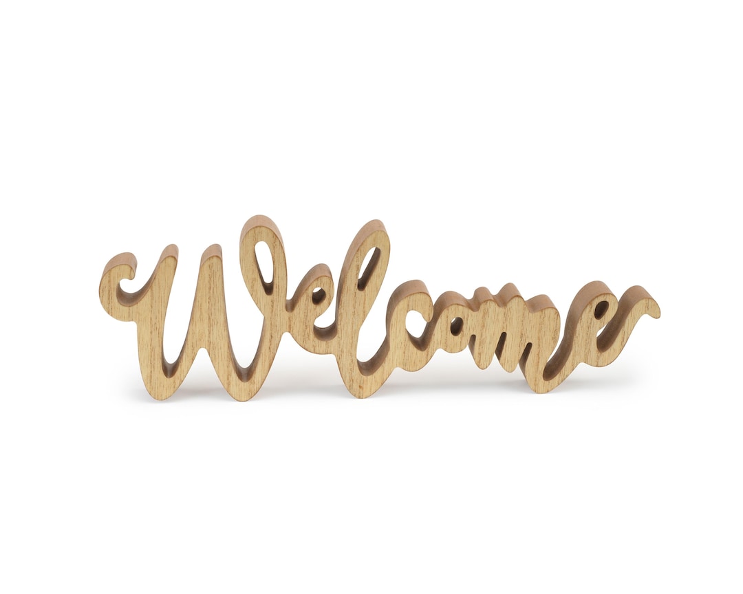 Wooden Welcome Sign | Tabletop Home Accent | Farmhouse Shelf Decoration ...