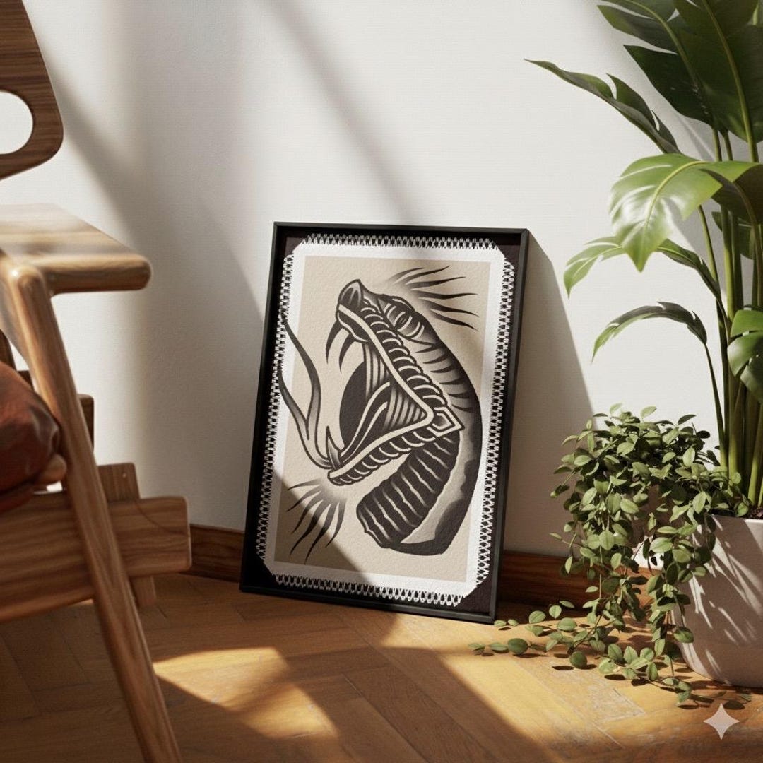 A3 Traditional Sacred Serpent Print - Etsy