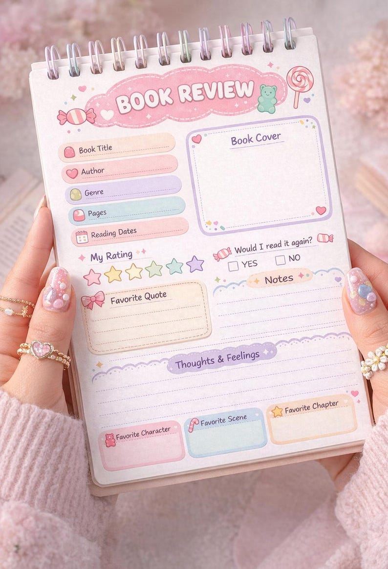 Candy Themed Book Review Page Printable | Cute Reading Log Template PDF ...