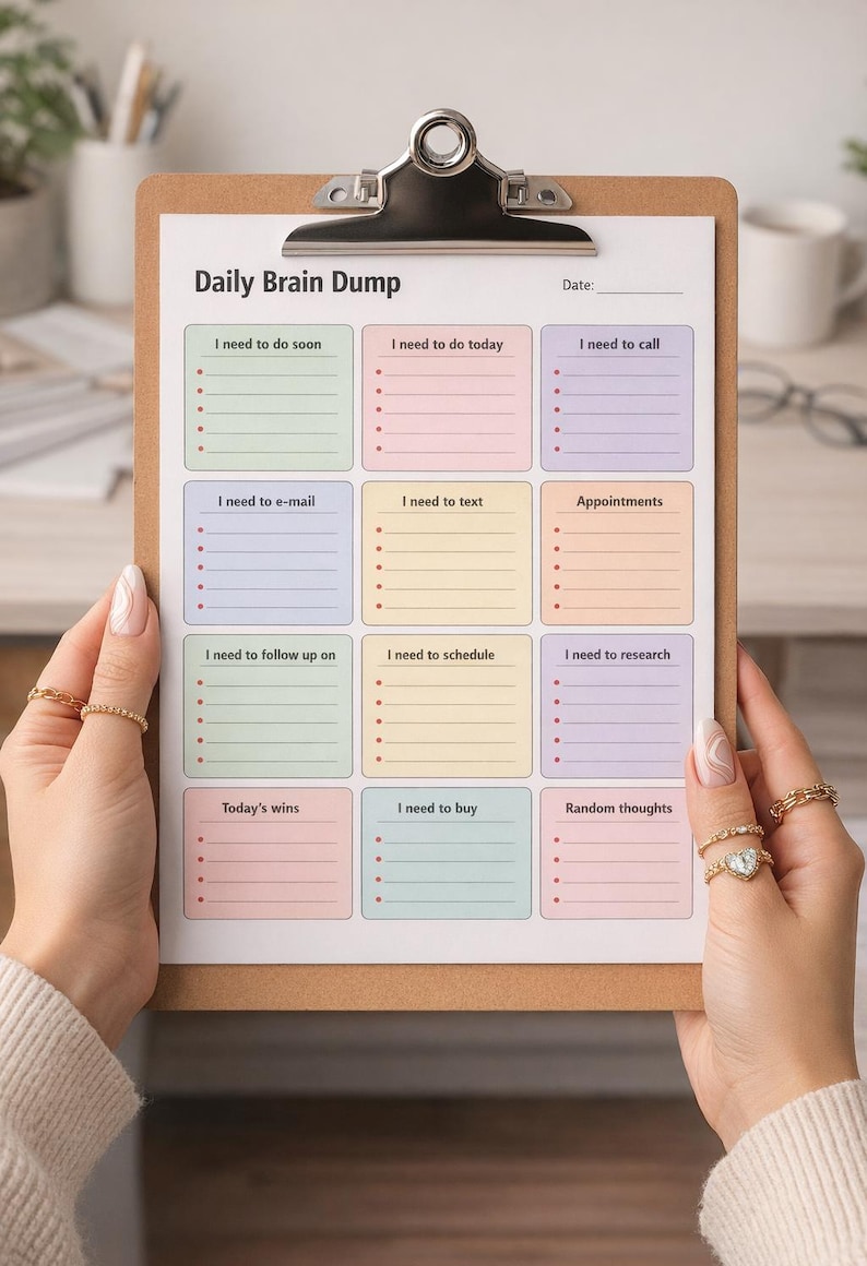 Daily Brain Dump Planner | Printable A4 Brain Dump Page | Minimal ...