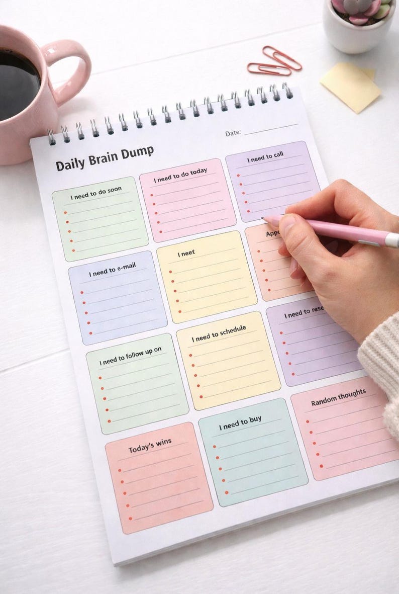 Daily Brain Dump Planner | Printable A4 Brain Dump Page | Minimal ...