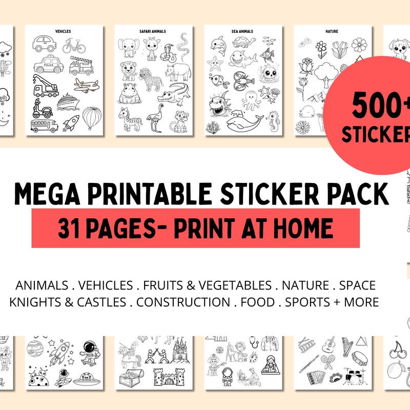 Coloring Sticker Packet - Etsy