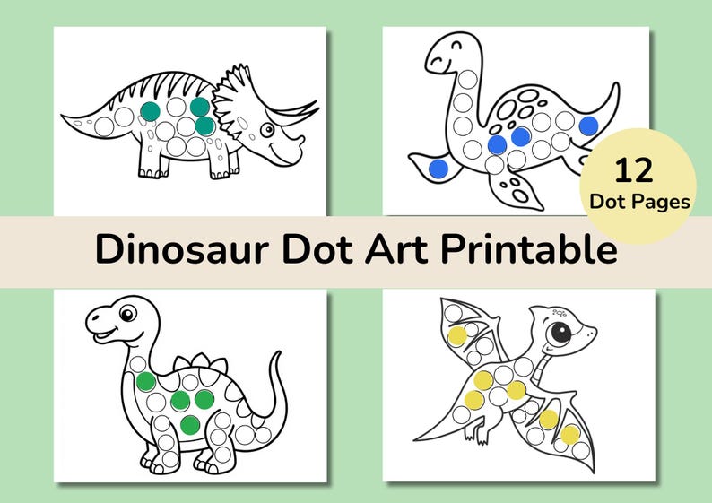 Dinosaur Dot Marker Printable | 12 Dot Pages + 7 Coloring Sheets ...