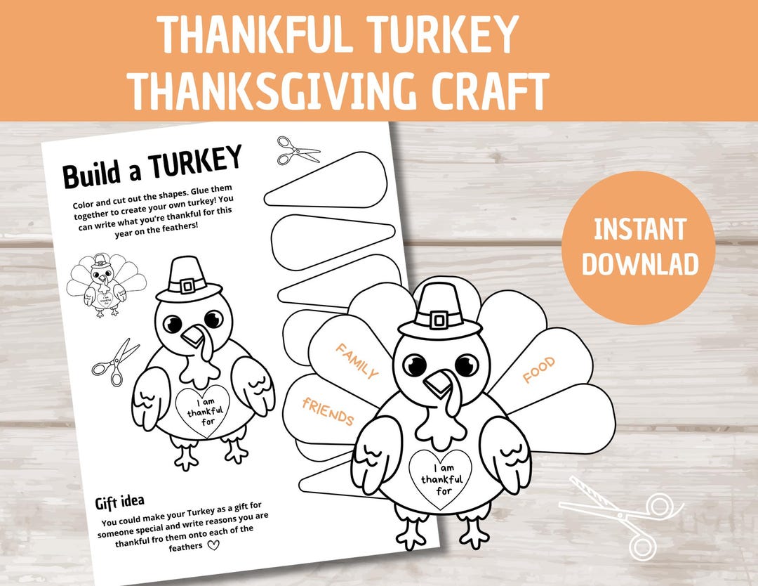 Build a Turkey Printable Craft for Kids | Thanksgiving Activity and ...