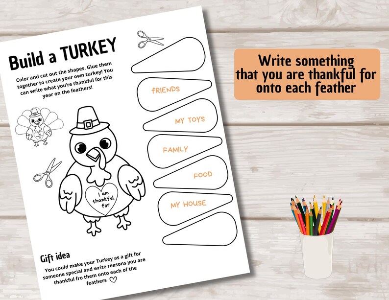 Build a Turkey Printable Craft for Kids | Thanksgiving Activity and ...