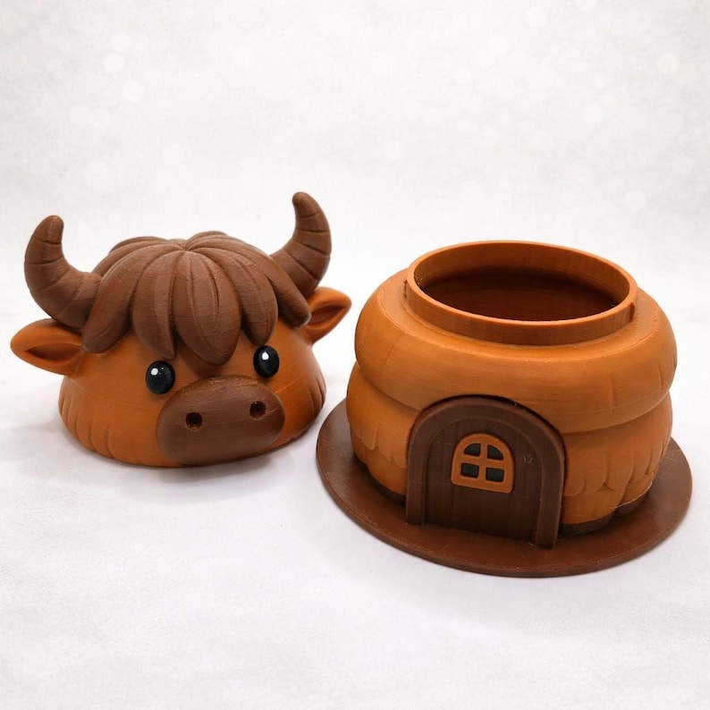 Flexi Animal Highland Cow – Cute 3D Printed Storage Box With Mini Cows ...
