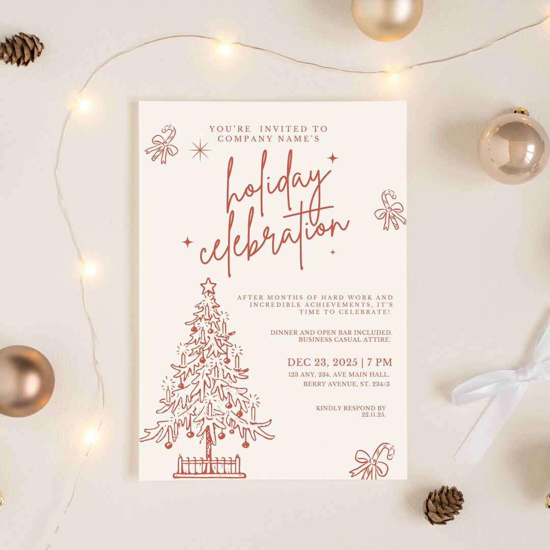 Corporate Christmas Party Invitation Template Canva (digital) - Etsy