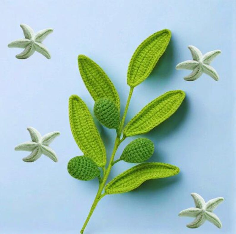 Olive Branch Crochet Pattern PDF – Realistic Leafy Branch Tutorial ...