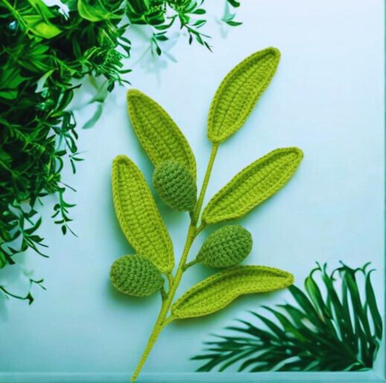 Olive Branch Crochet Pattern PDF – Realistic Leafy Branch Tutorial ...