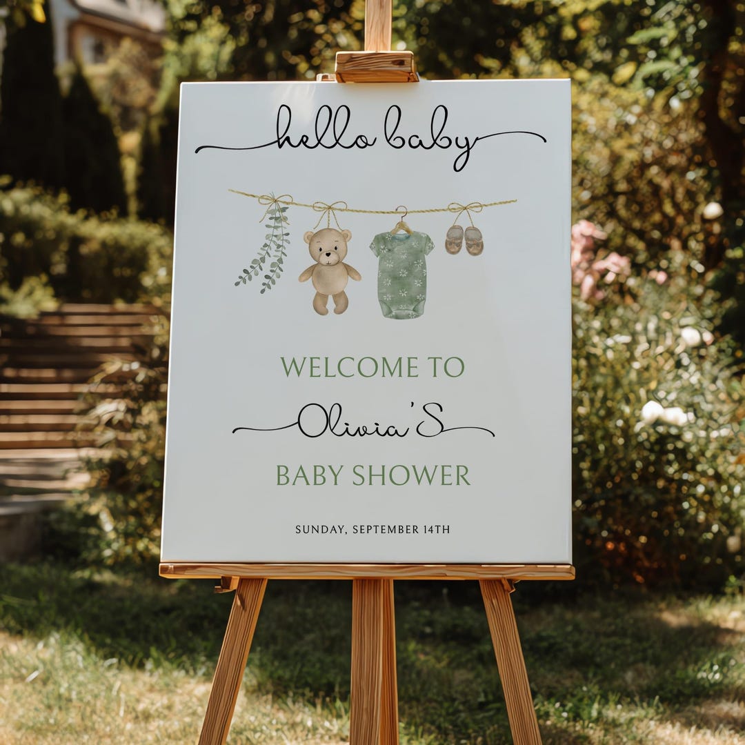 Boy Baby Shower Welcome Sign Template, Boho Boy Baby Shower Clothesline ...