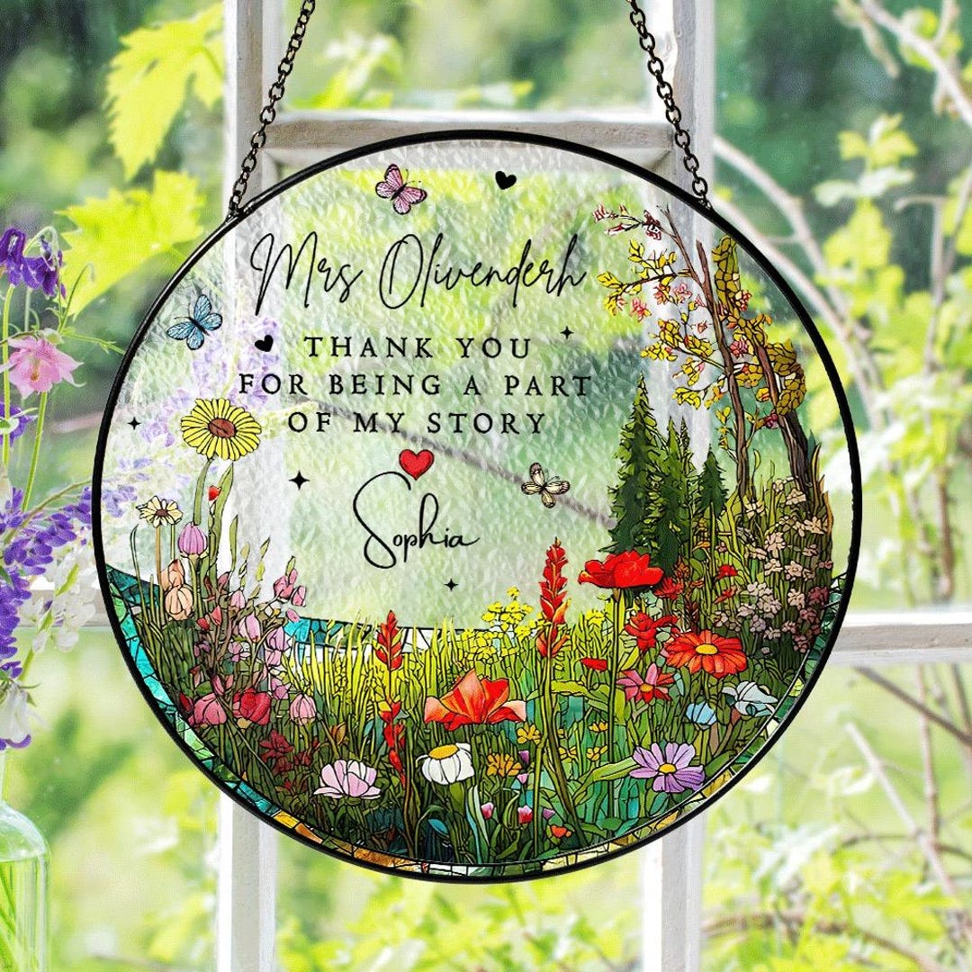 Personalized Teacher Wildflower Suncatcher, Thank You Teacher Gift ...