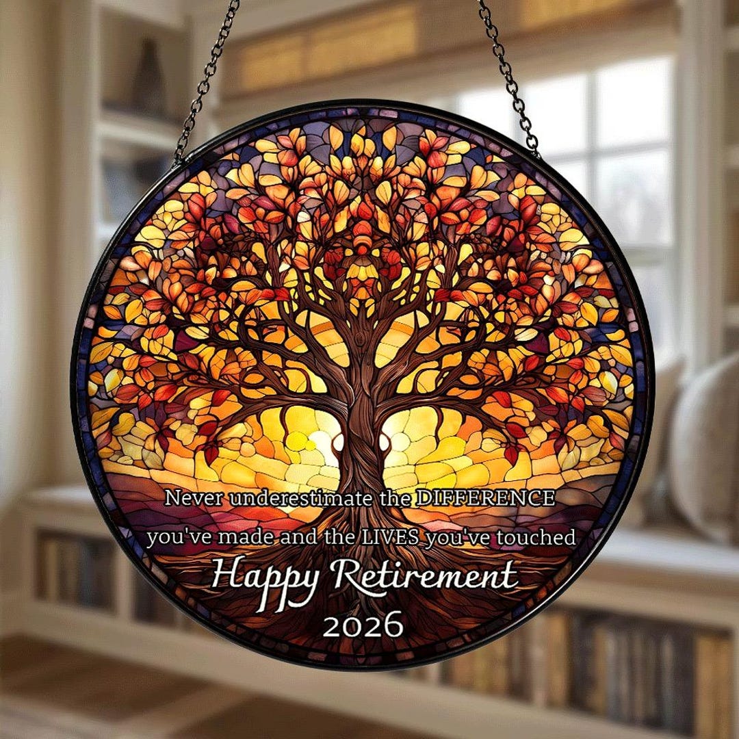 Retirement Suncatcher Gift, Tree of Life Stained Glass Window Decor ...