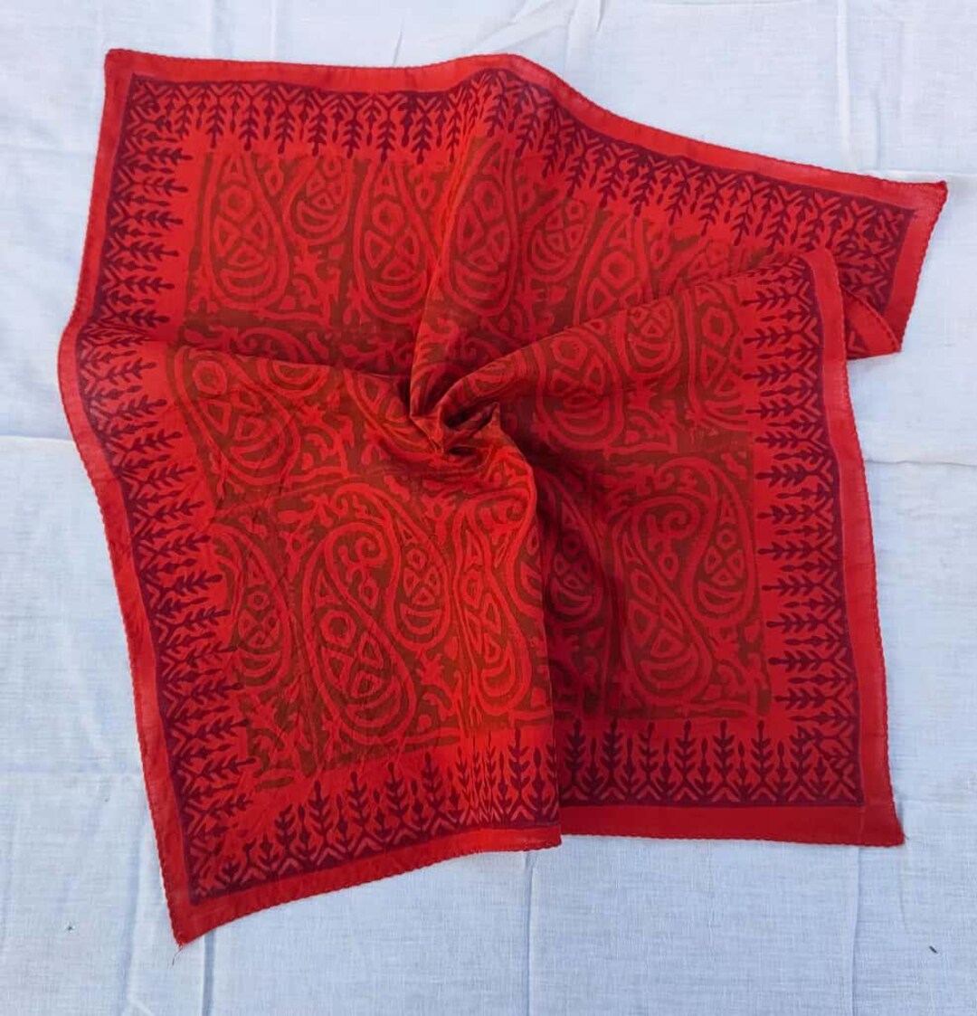 Organic Cotton Bandana: Hand Block Print Scarf, Indian Printed Bandanas ...
