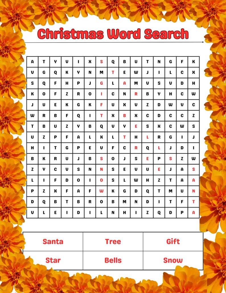 Christmas Word Search Puzzle, Printable Holiday Activity (PDF) - Etsy