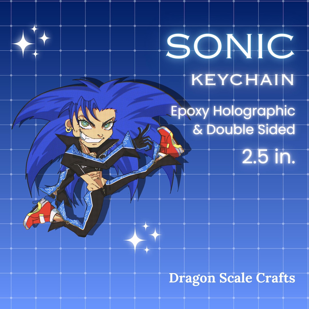 Sonic Keychain – Sonic the Hedgehog Double-sided Holographic Epoxy ...