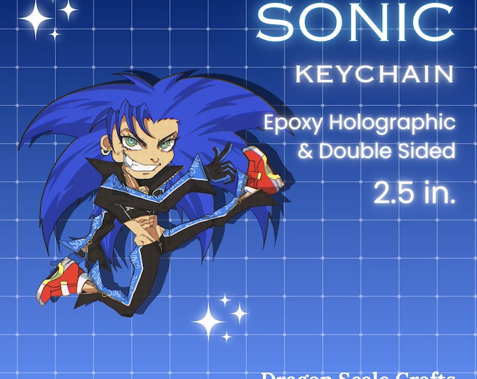Sonic Keychain – Sonic the Hedgehog Double-sided Holographic Epoxy ...