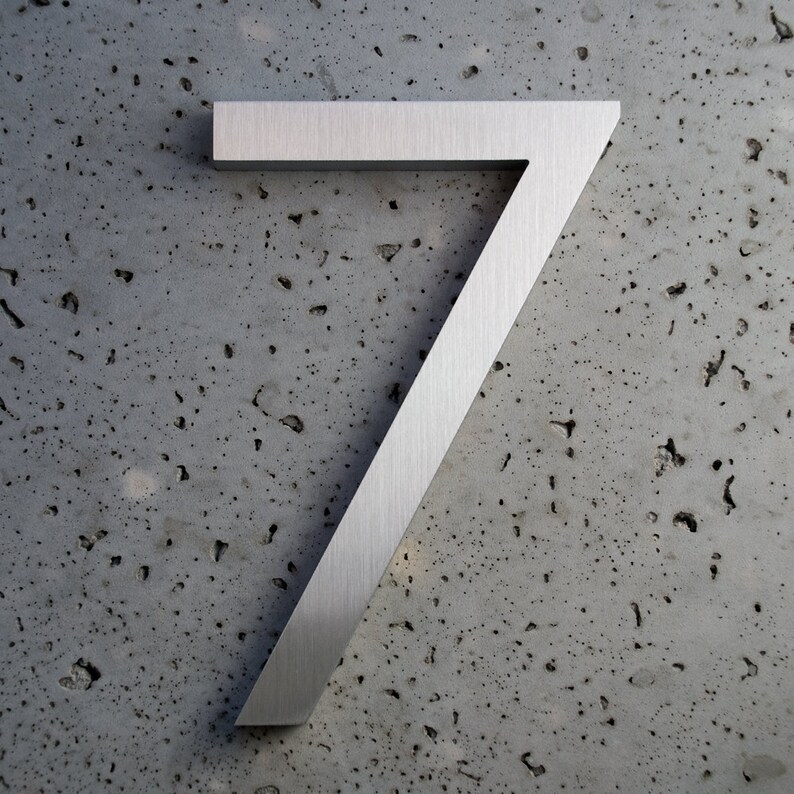 Modern House Numbers Aluminum Modern Font Number Seven 7 | Etsy