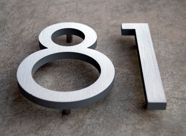 Modern House Numbers Modern Font Recycled Aluminum Set of 4 | Etsy