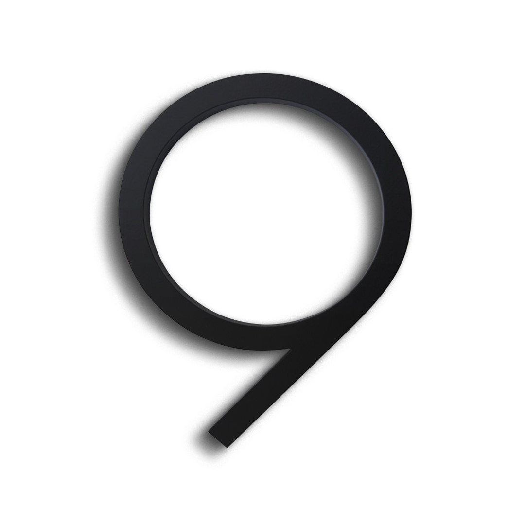 Modern House Number Aluminum Contemporary Font Number Nine 9 in Black ...
