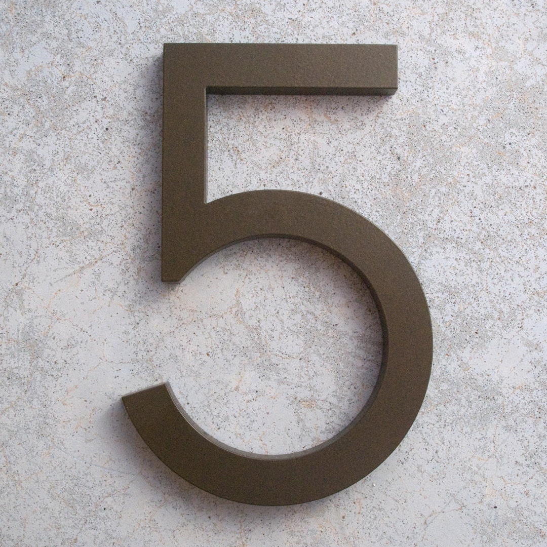 Modern House Number Aluminum Modern Font Number FIVE 5 in Bronze - Etsy ...
