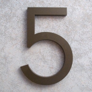 Modern House Number Aluminum Modern Font Number FIVE 5 in Bronze - Etsy ...