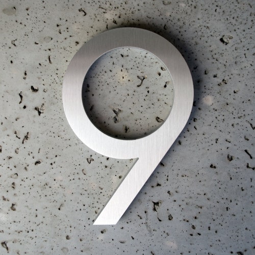 Modern House Numbers Styx Font in Brushed Aluminum Finish - Etsy