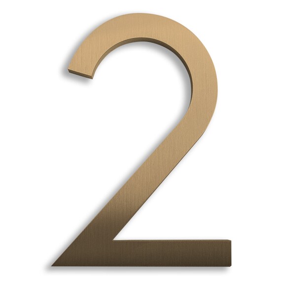 Modern House Number Aluminum Modern Font Number TWO 2 in Brass | Etsy