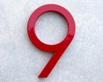 Modern House Number Aluminum Modern Font Number ZERO 0 in RED | Etsy