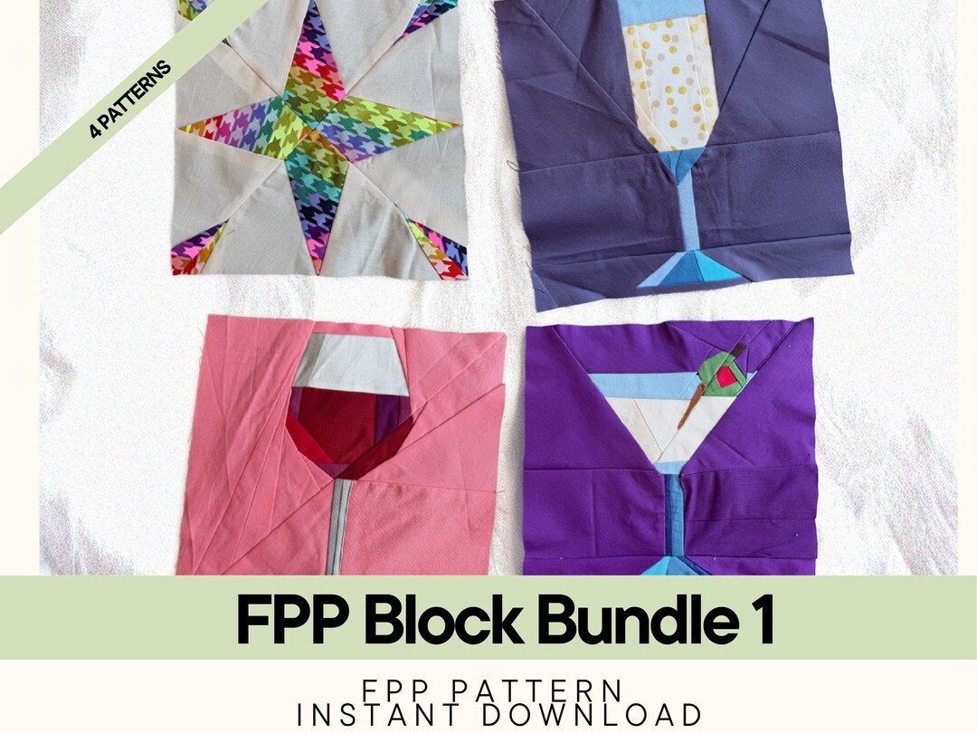 Modern FPP Quilt Block Bundle (4 Patterns) • PDF Instant Download ...
